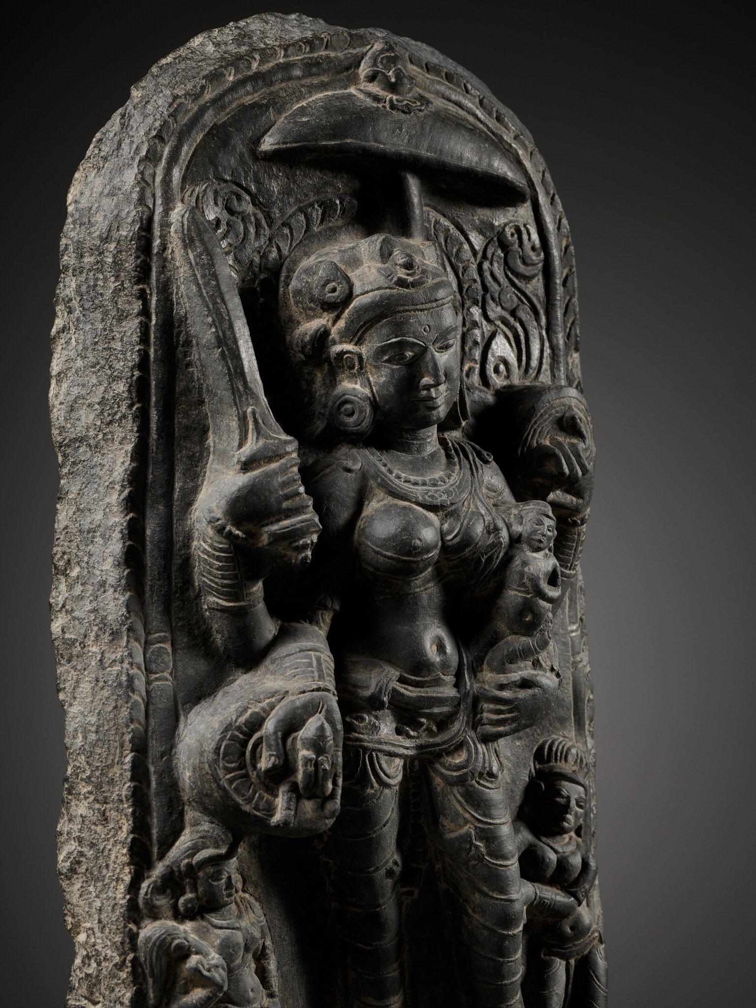 Indian School, 12th Century | A RARE BLACK STONE STELE OF PARVATI, PALA ...