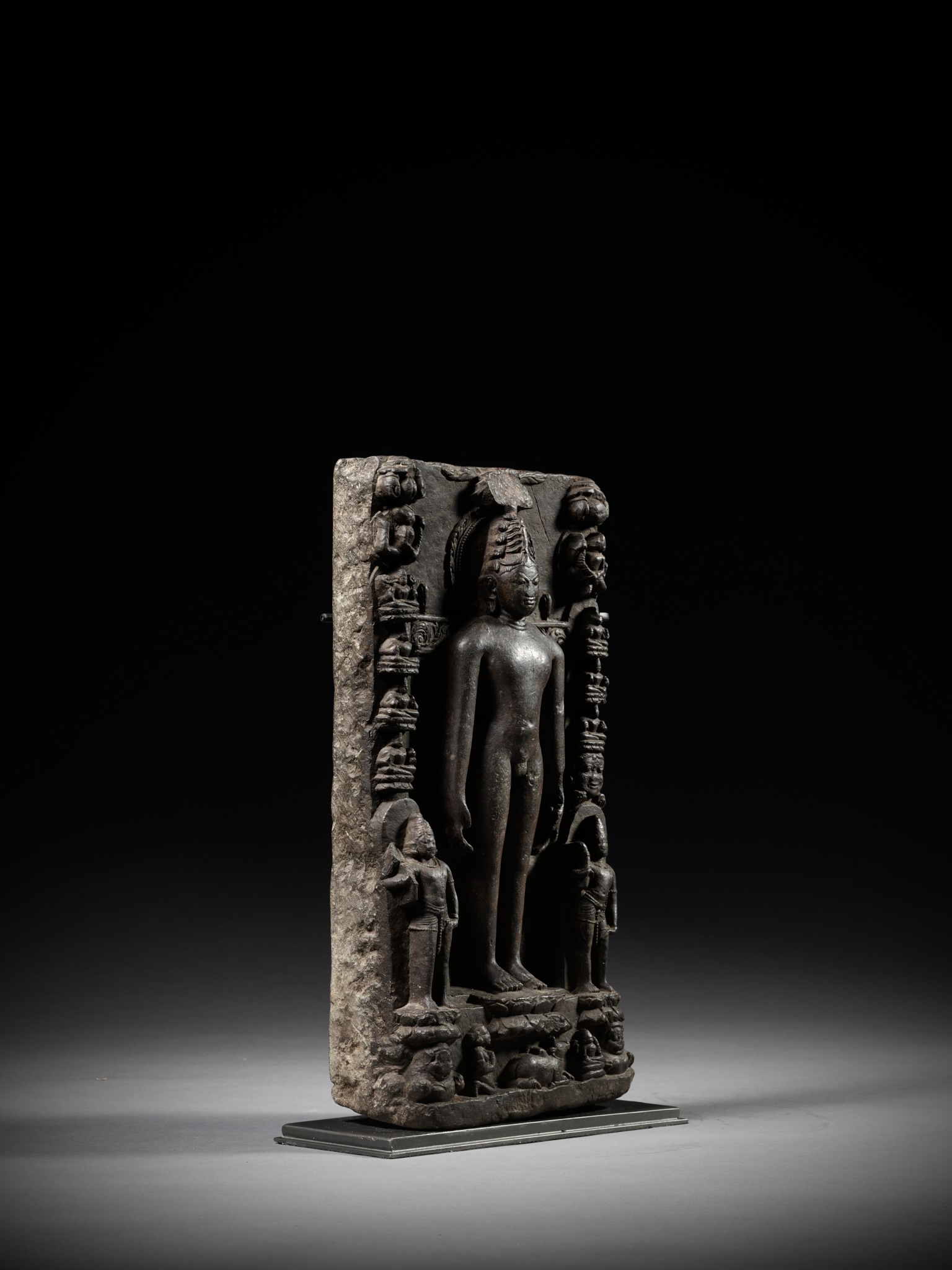 Indian School, 12th Century | A BLACK STONE STELE DEPICTING ...
