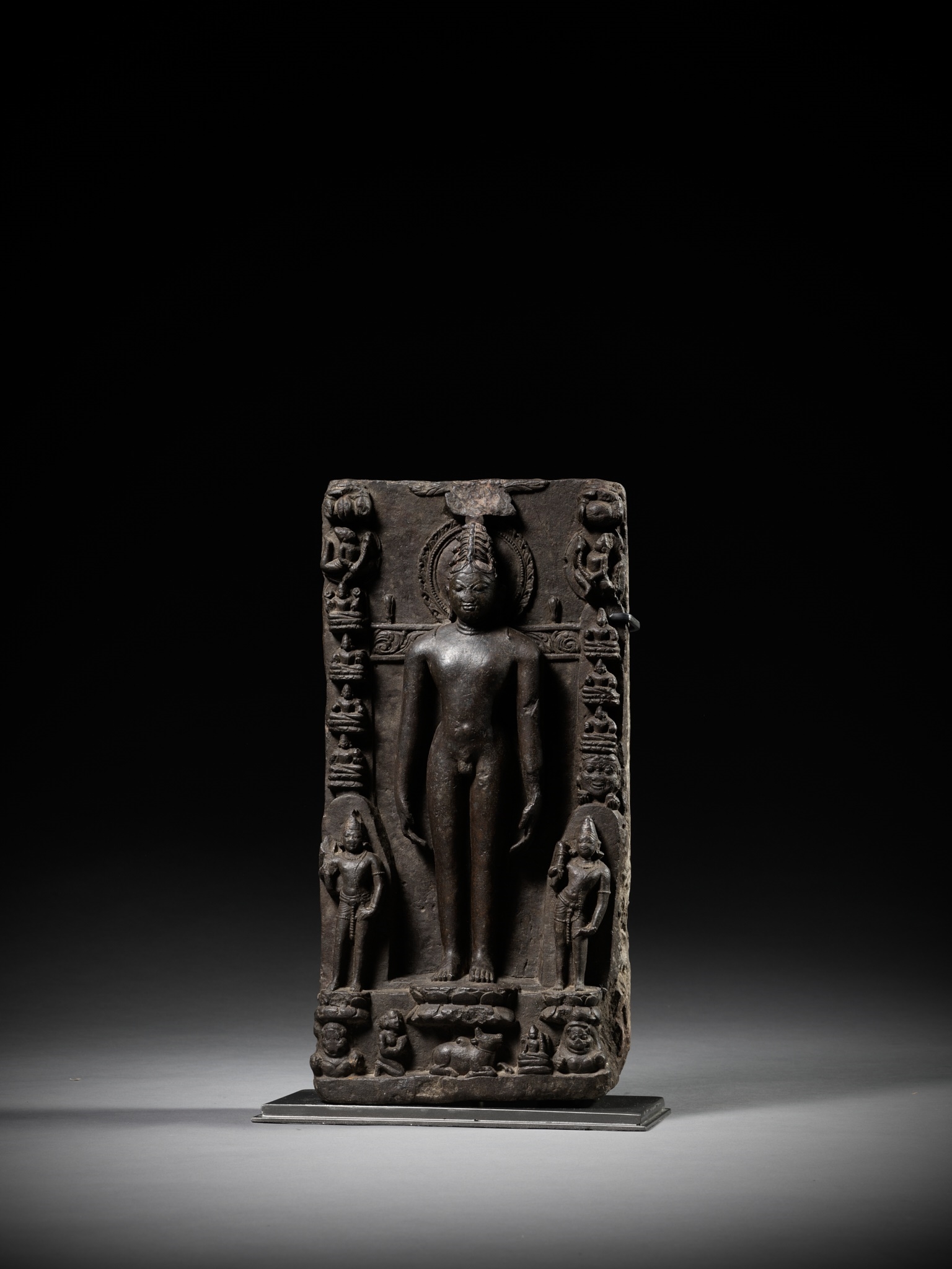 Indian School, 12th Century | A BLACK STONE STELE DEPICTING ...