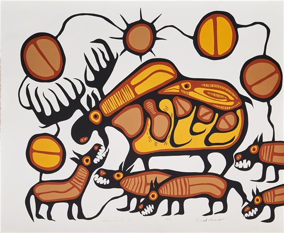 Norval Morrisseau | Moose and Wolves | MutualArt