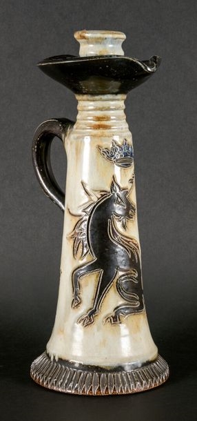 Roger Guerin | Large glazed stoneware pitcher with unicorn decoration ...