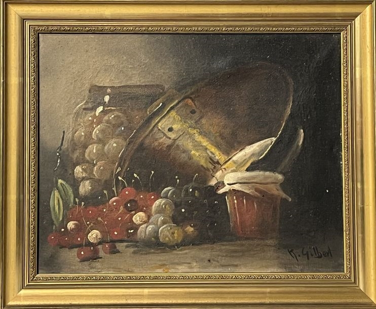 René Joseph Gilbert | Still life with cherries and grapes | MutualArt