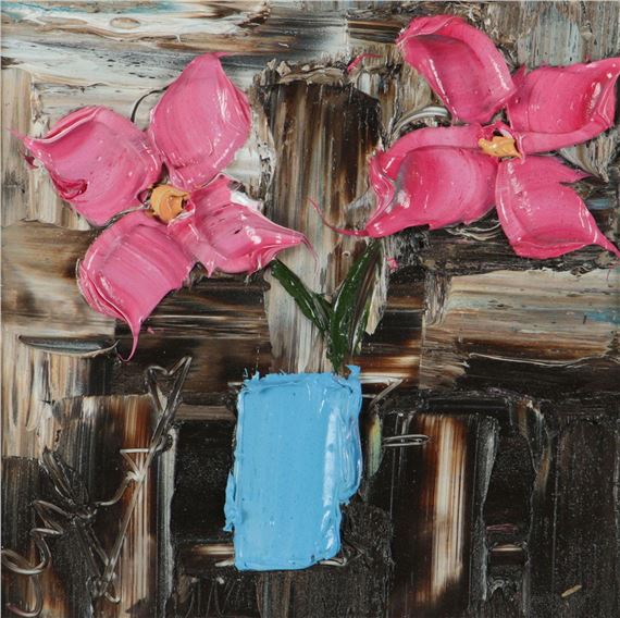 Colin Flack | PINK FLOWERS IN A BLUE VASE | MutualArt