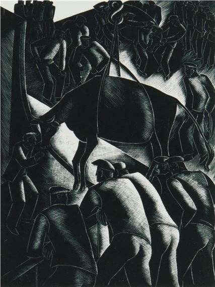 Elizabeth Rivers | LOADING CATTLE FOR THE GALWAY FAIR | MutualArt