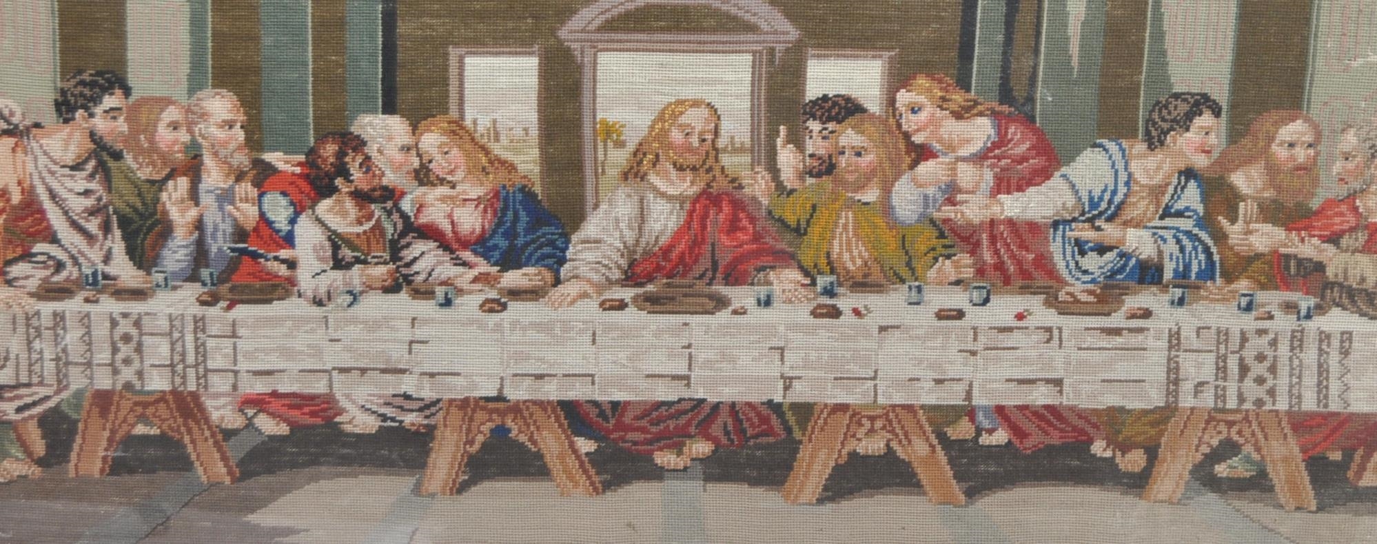 Victorian School, 19th Century | 19TH CENTURY LAST SUPPER EMBROIDERED NEEDLEPOINT TAPESTRY ...