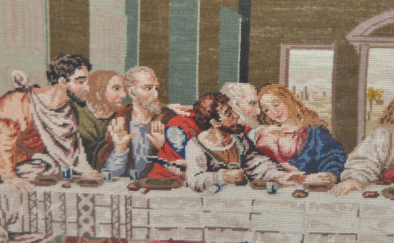 Victorian School, 19th Century | 19TH CENTURY LAST SUPPER EMBROIDERED NEEDLEPOINT TAPESTRY ...