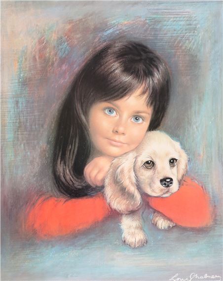 Lou Shabner | GIRL AND PUPPY | MutualArt