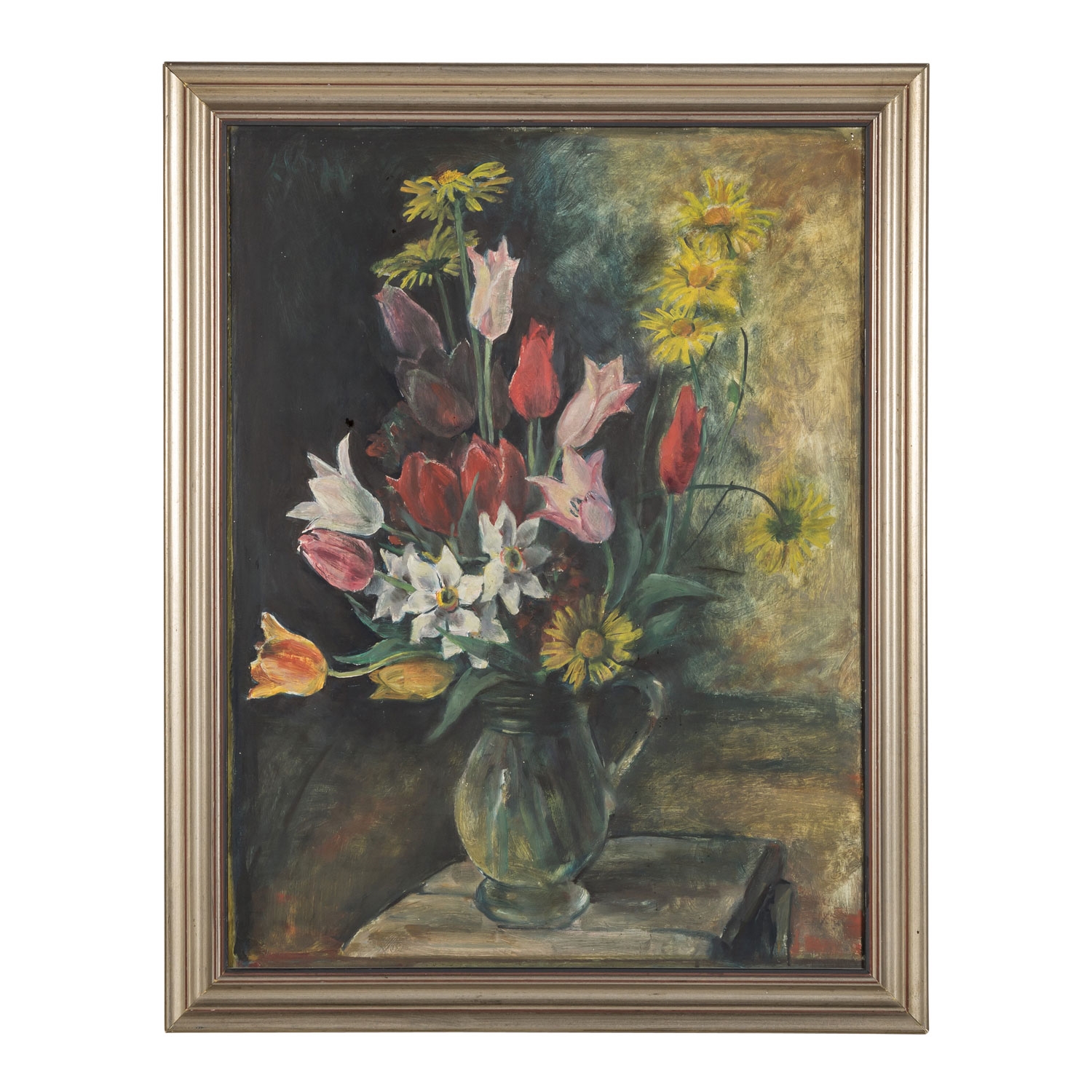 Käte Schaller-harlin | Still life with spring flowers in a glass jug ...