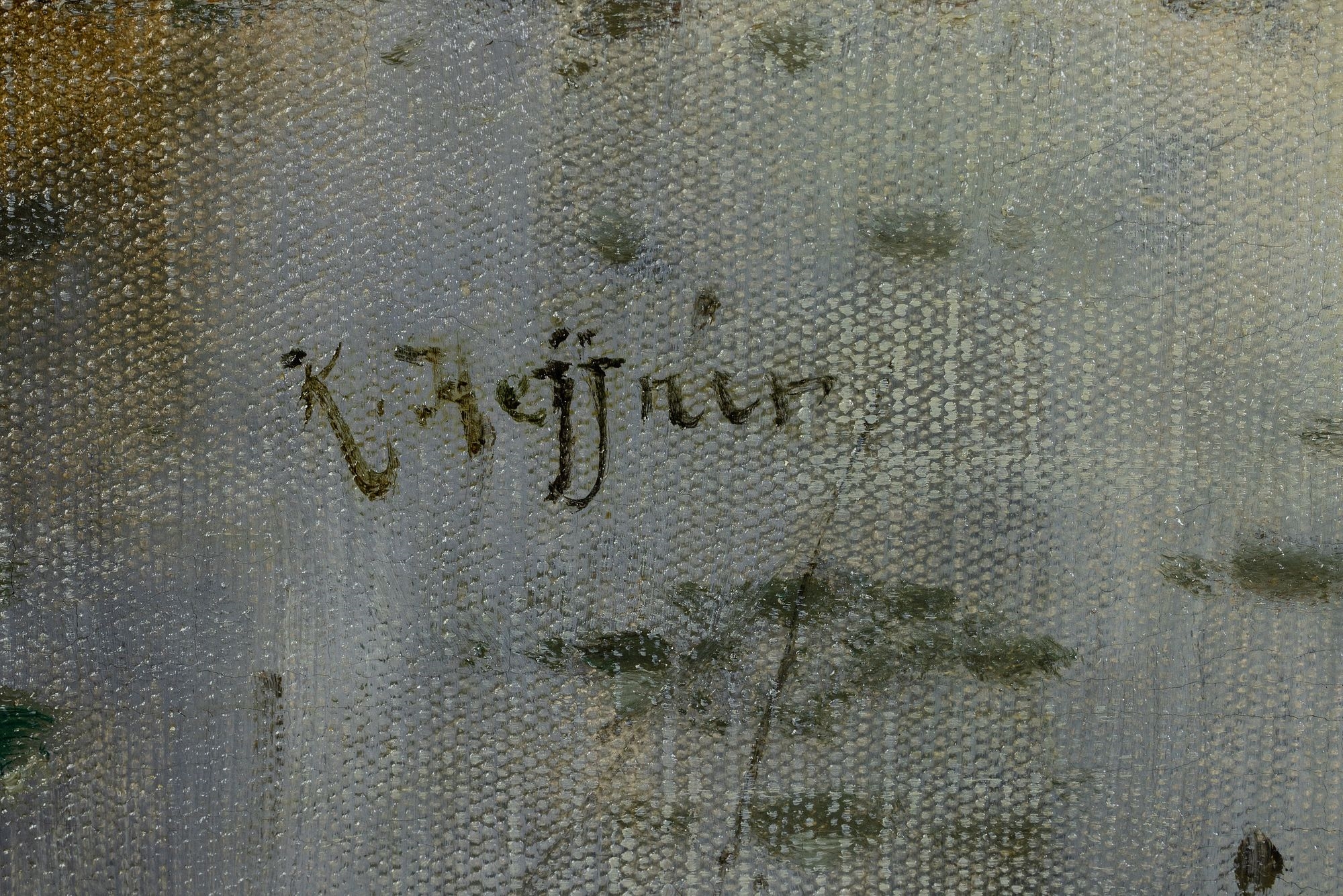 Karl Heffner | Barn with Cottage and Creek | MutualArt