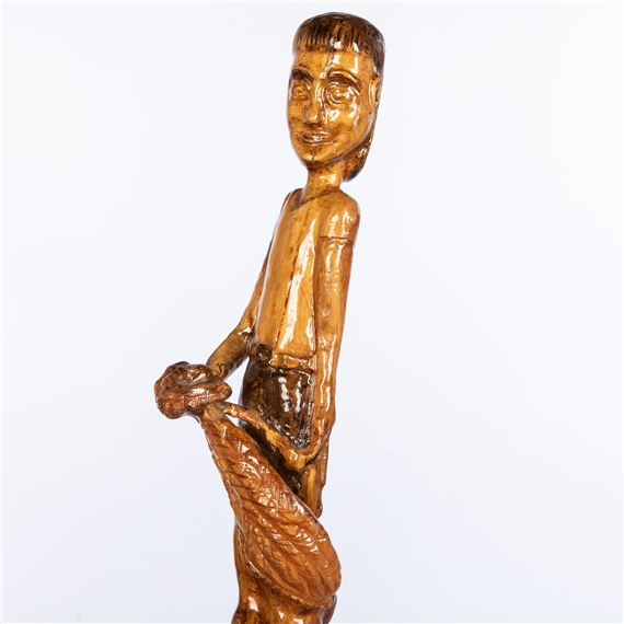 Paul Dahlquist | Cane Carved with Fishermen | MutualArt