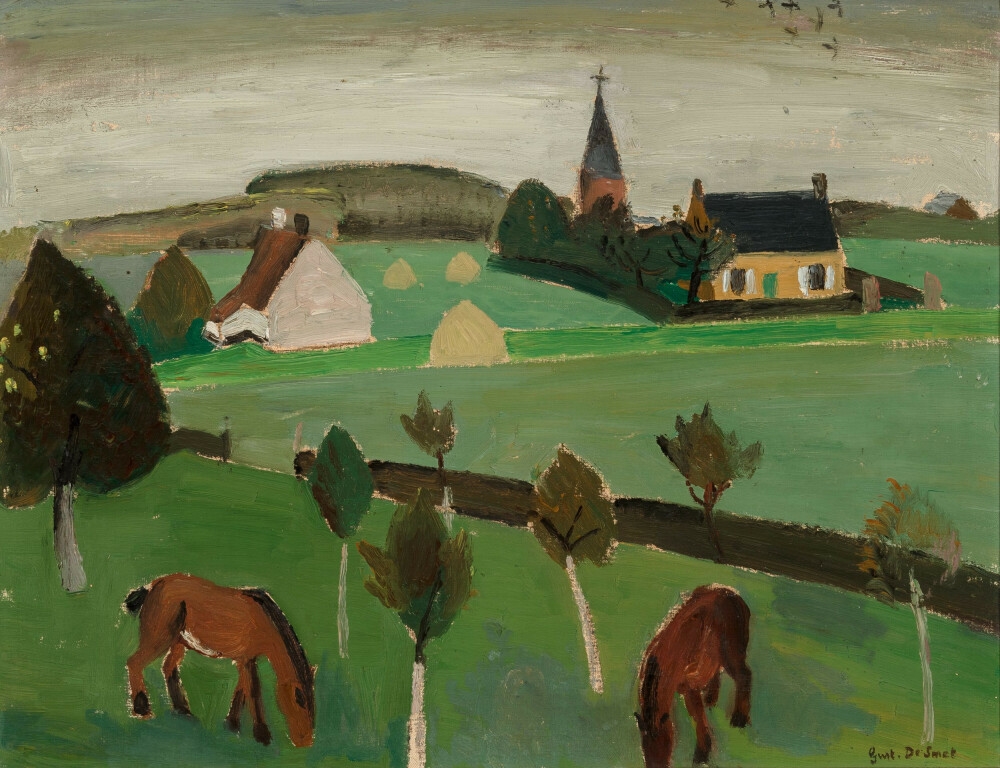 Gustave de Smet | Orchard with Horses (1935) | MutualArt