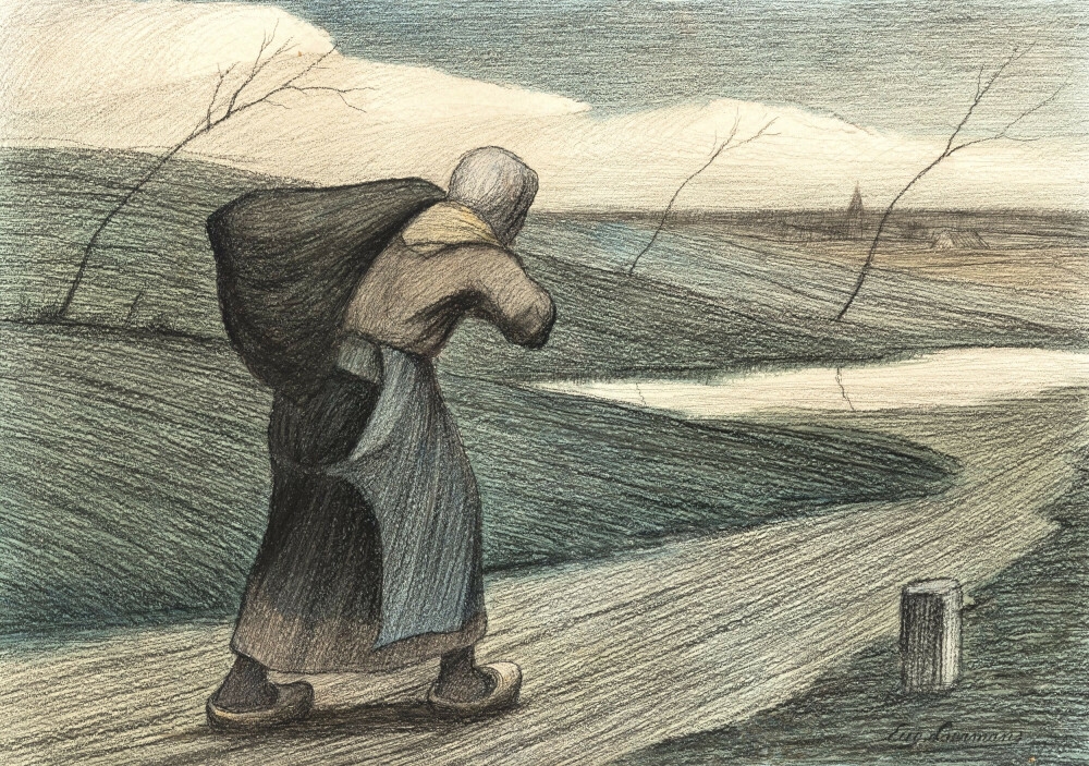Eugène Jules Joseph Laermans | Woman carrying a burden (1916) | MutualArt