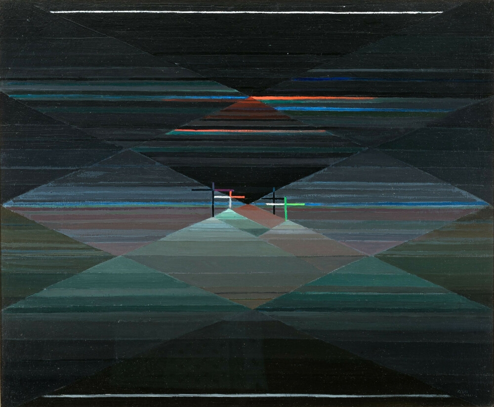 Félix De Boeck | Abstract Landscape with crosses - Verso: Abstract ...