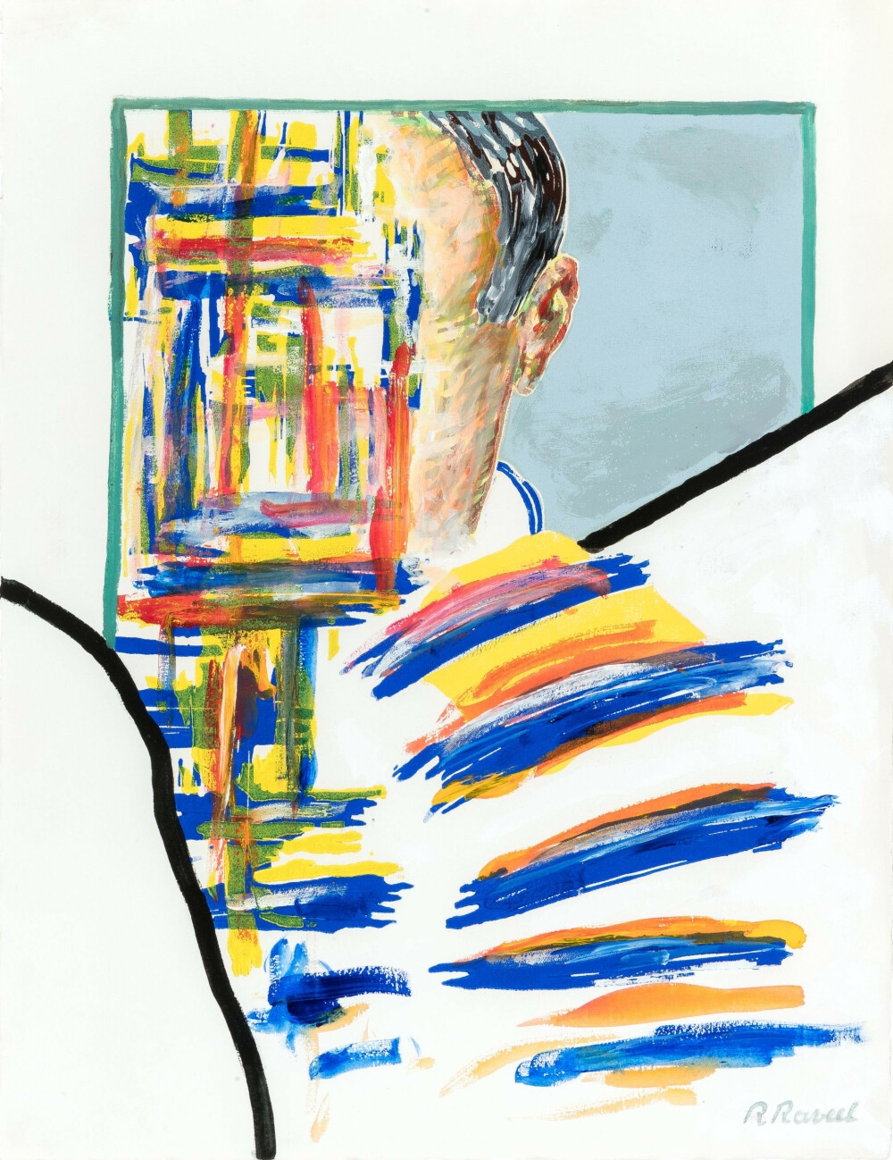 Roger Raveel | Self Portrait and an Abstraction (1989) | MutualArt