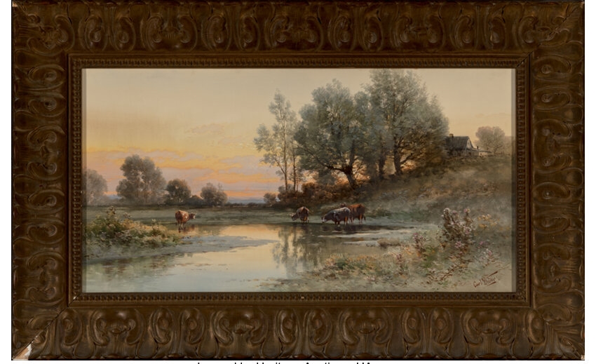 Carl Weber | Cattle in Pond | MutualArt