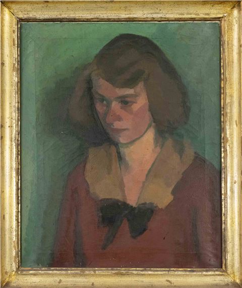 Eugen Spiro | portrait of a girl with a black bow | MutualArt