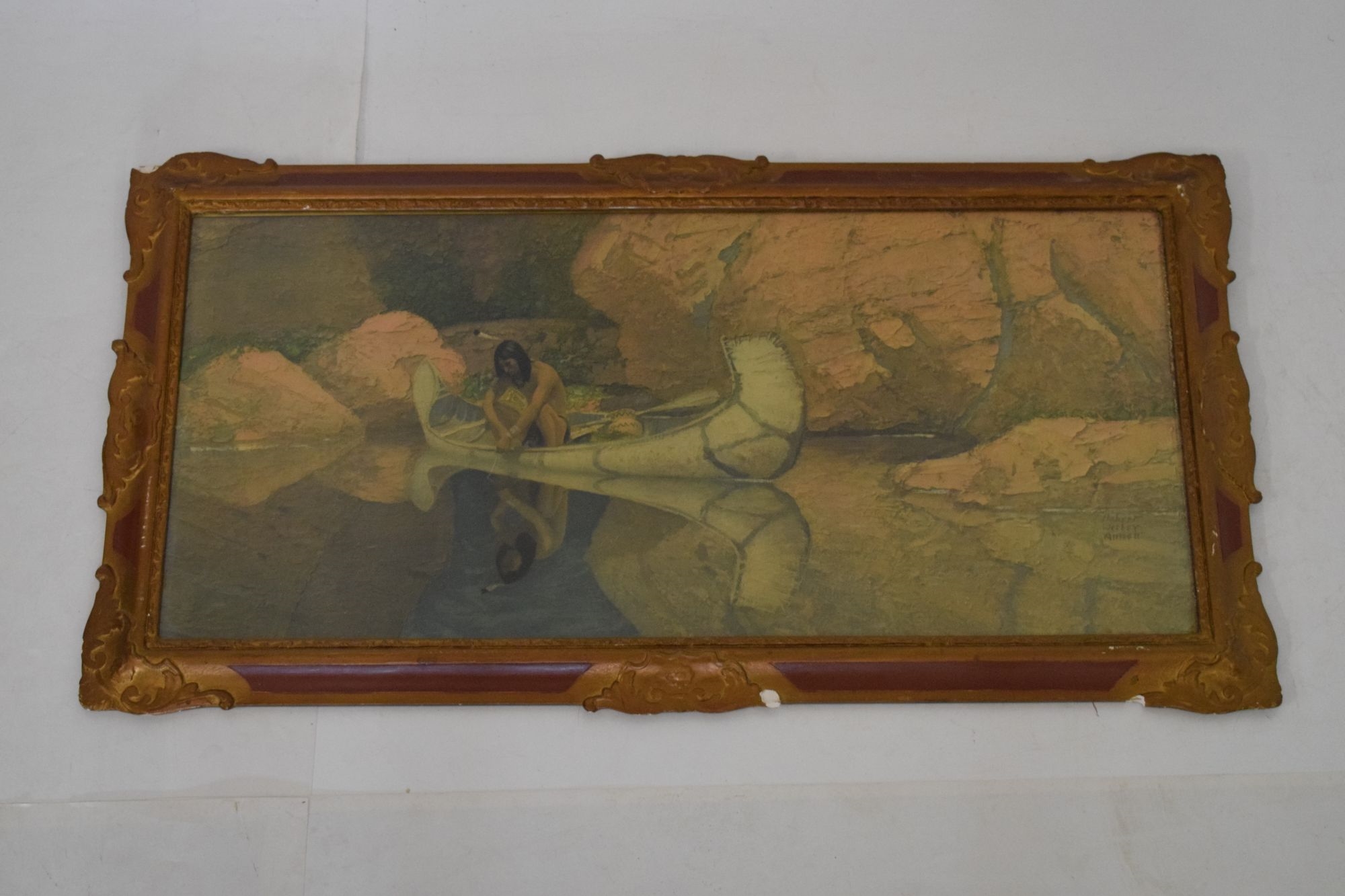 Robert Wesley Amick | Native American Indian in a canoe | MutualArt