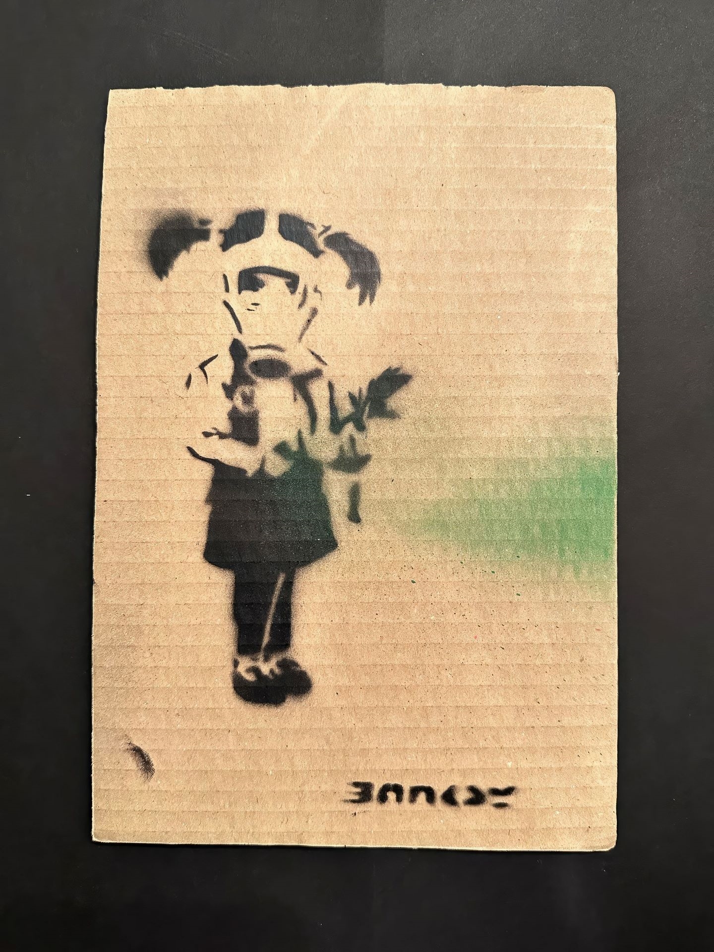 Banksy | Banksy (after), Girl with Mask, black and green ink stencil on ...