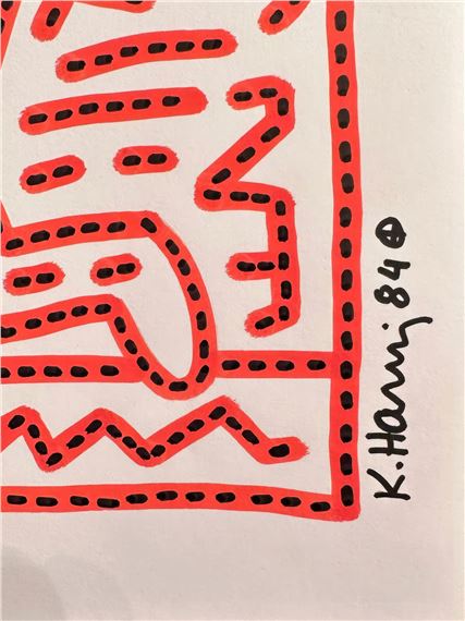Keith Haring | Keith Haring (after), drawing in black and red ink on ...