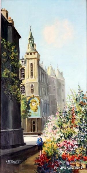 Andre Franchet | Garden and church scene. | MutualArt