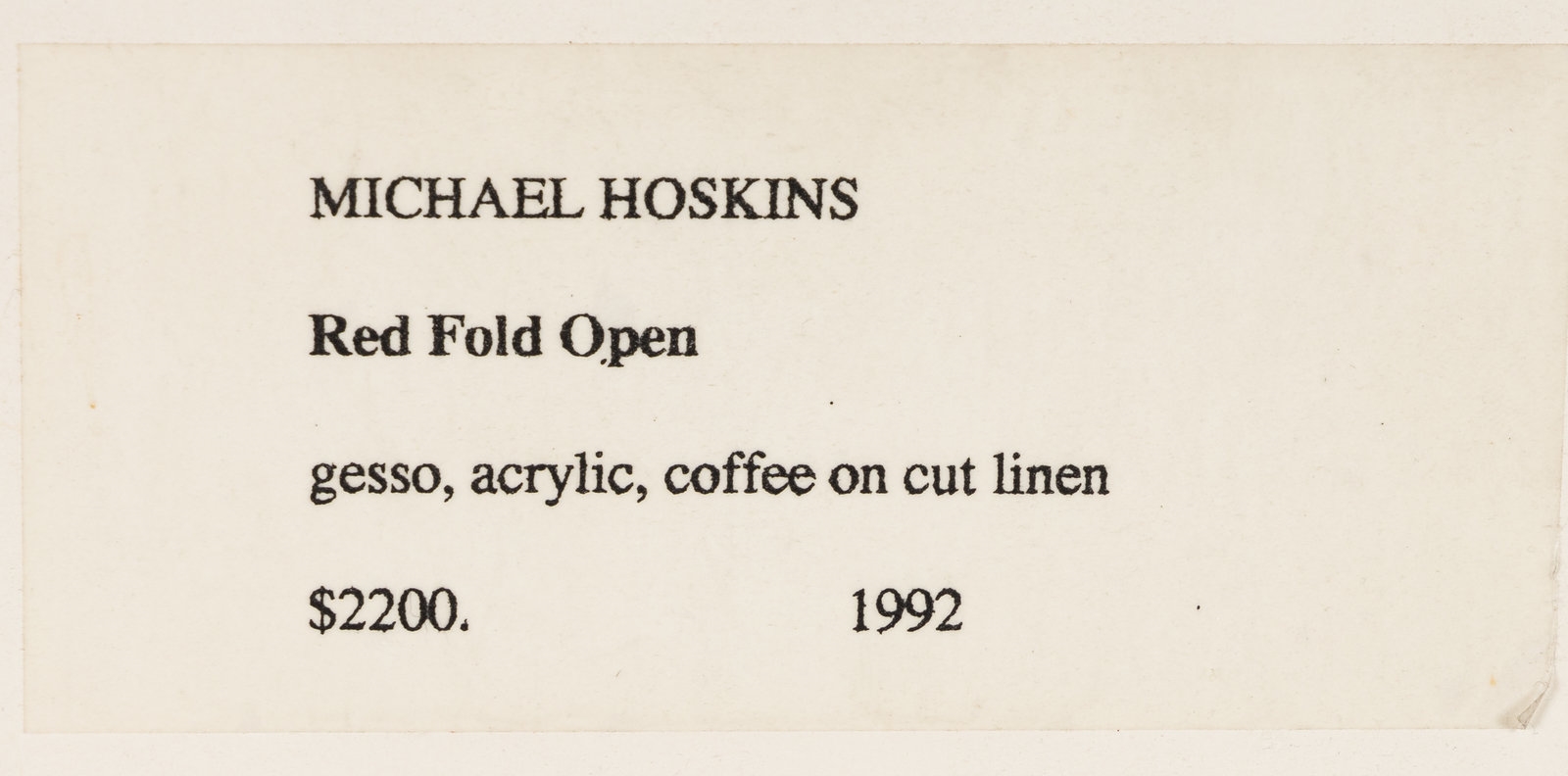 Michael Hoskins | Red Fold Open (1992) | MutualArt
