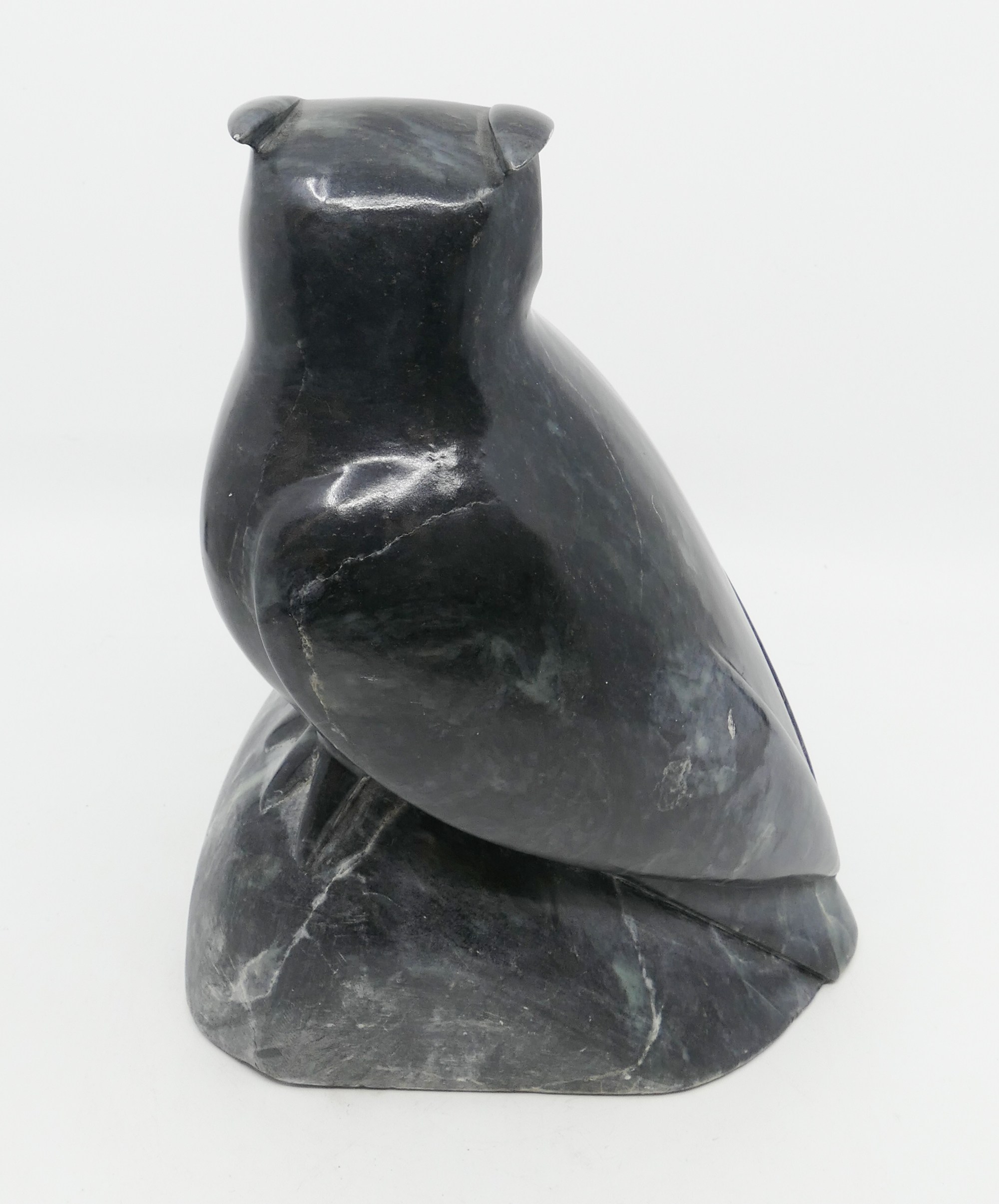 Eddie Omnik | Eddie Omnik Alaskan Soapstone Owl Sculpture- 10'' | MutualArt