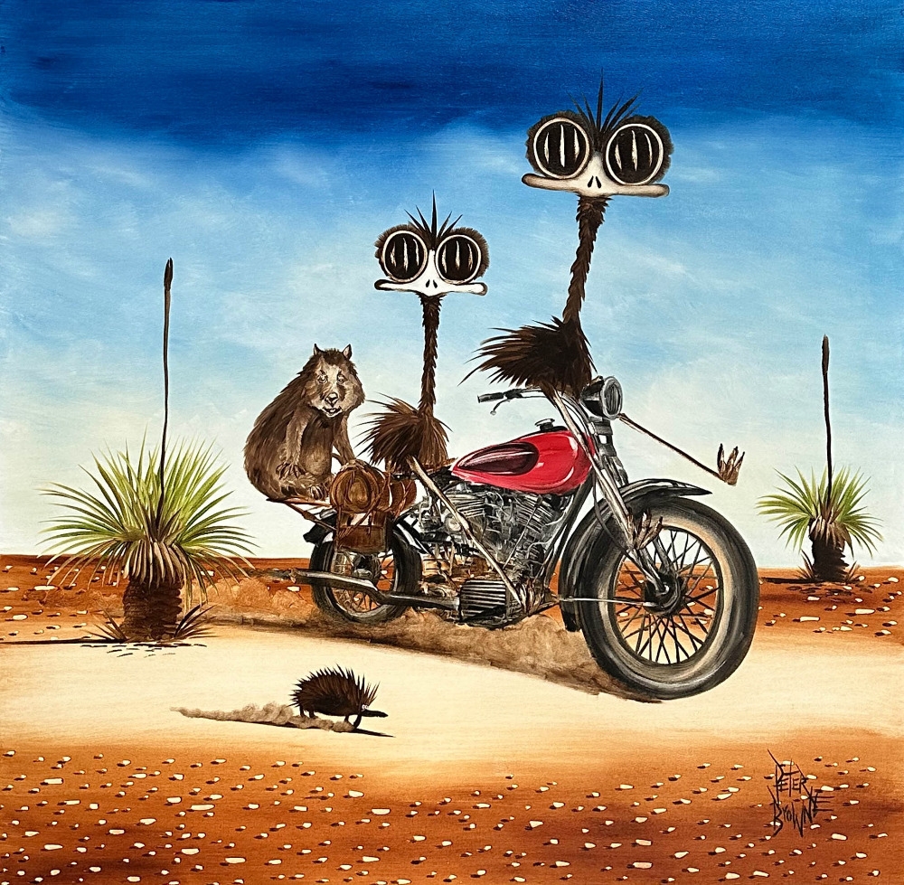 Peter Browne | Two Emus and Hairy Nose Wombat | MutualArt