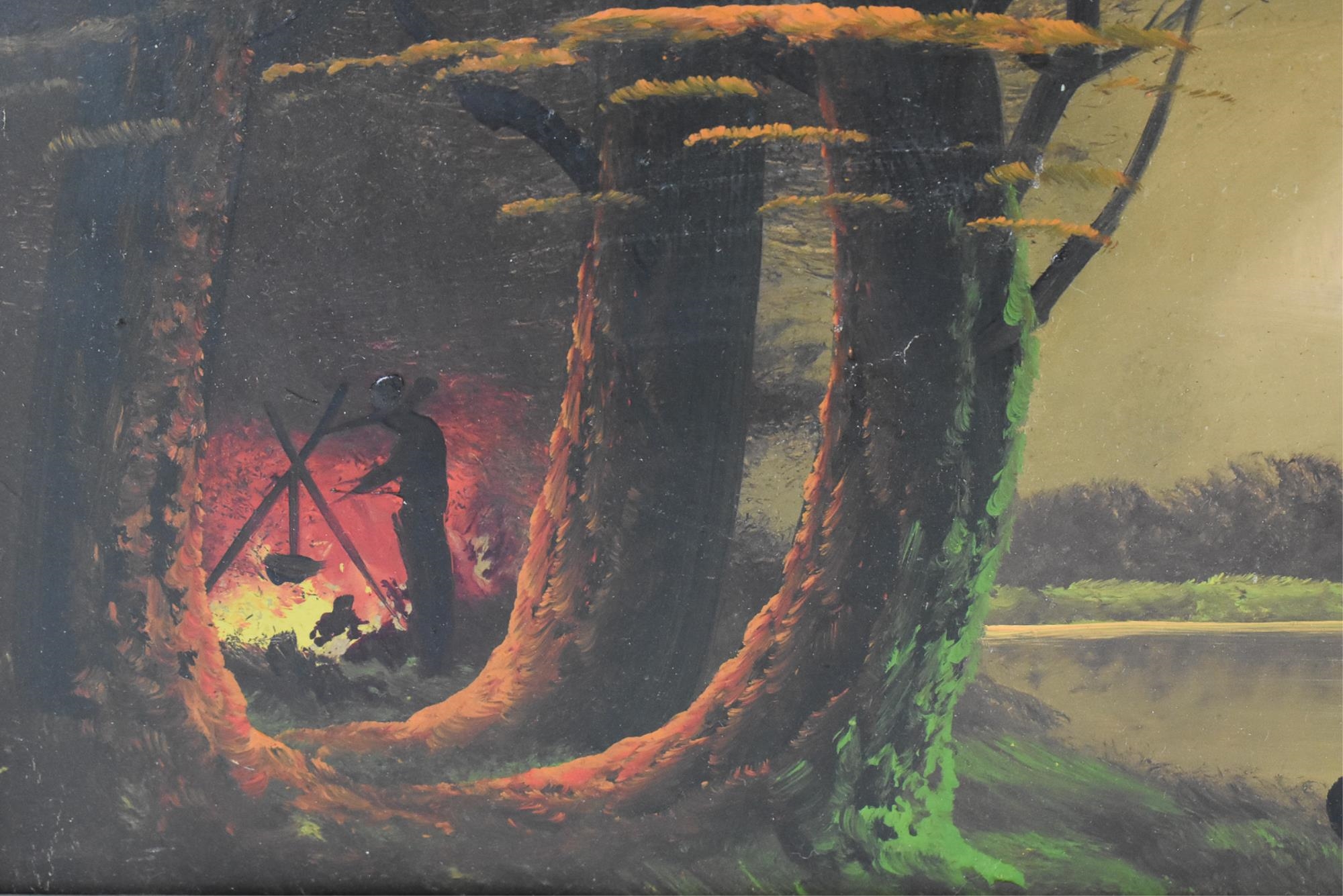 Harry Leonard Lopp | MOONLIT CAMP SCENE PAINTING | MutualArt