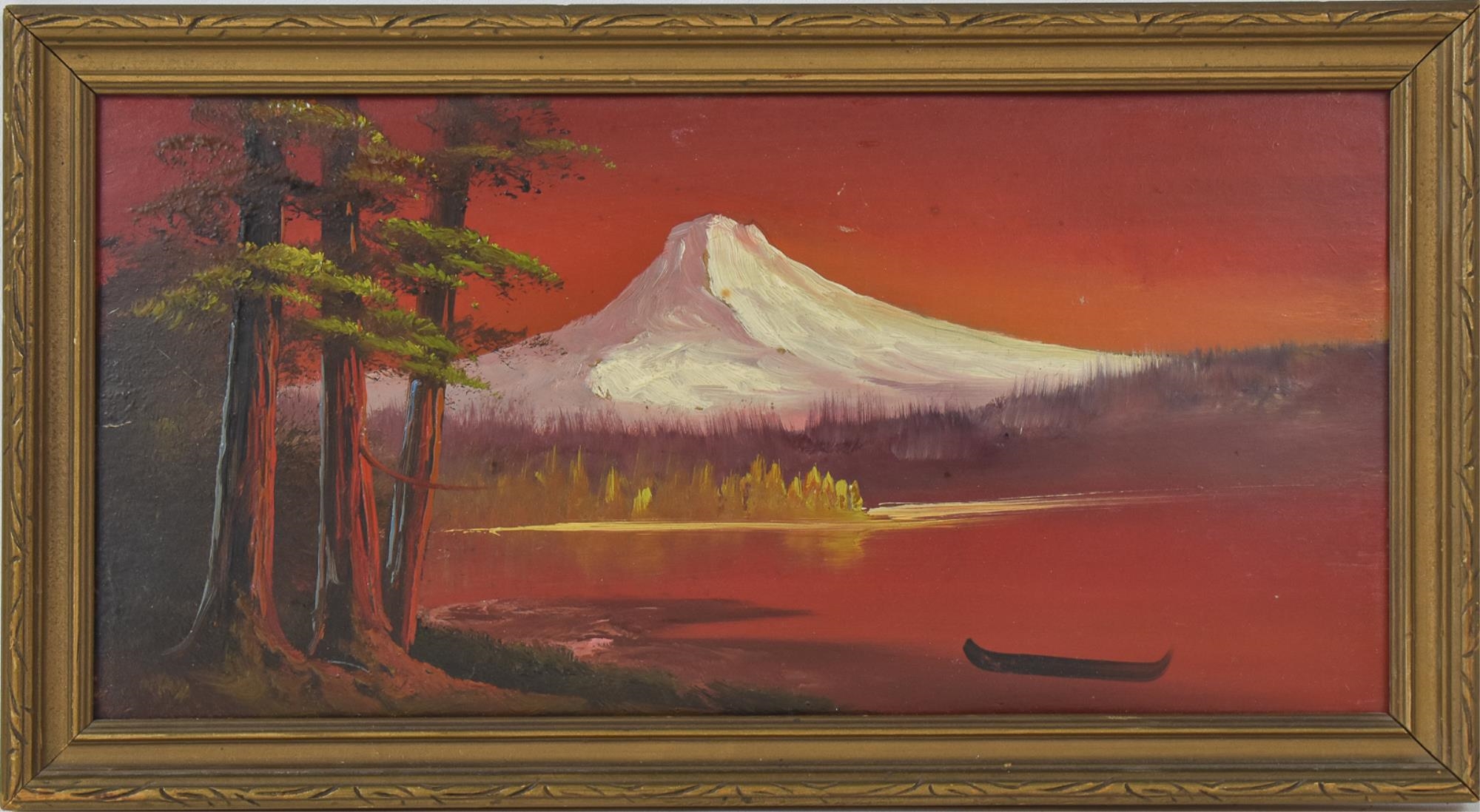 Harry Leonard Lopp | MT HOOD RED SUNSET PAINTING | MutualArt