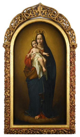 Johann Peter Götting | Mary depiction in carved frame (1861) | MutualArt