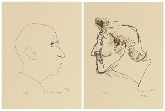 Marino Marini | 2 abstracted portraits of men (1961 - 1962) | MutualArt