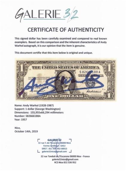 Andy Warhol | One Dollar Note Silver Certificate (1957) | MutualArt