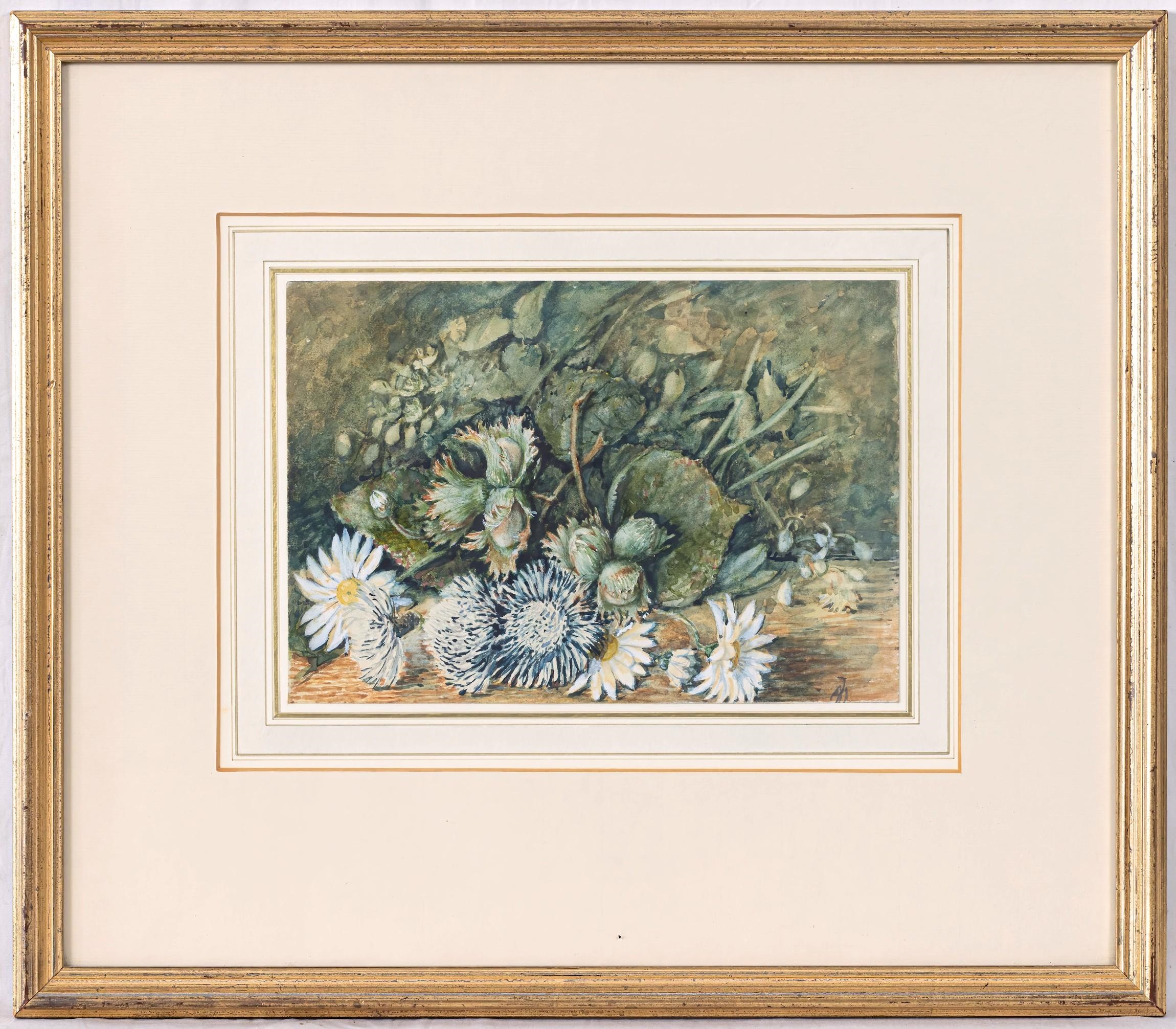 Annie Ferray Mutrie | Still life of autumn flowers and hazelnuts ...