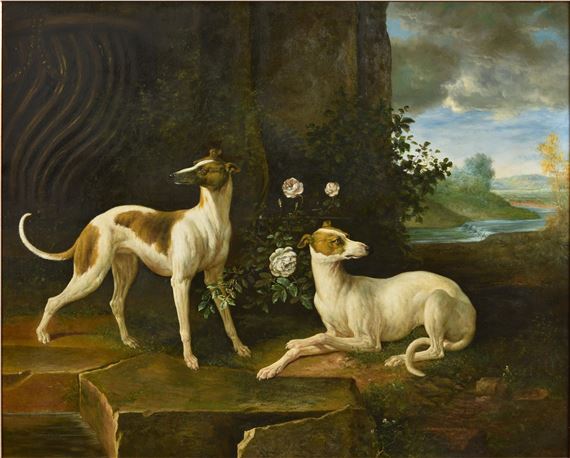 Edwin Landseer | Portrait of two dogs in a landscape | MutualArt