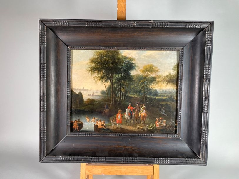 Peter Tillemans | Hunting with a falcon. (1700) | MutualArt