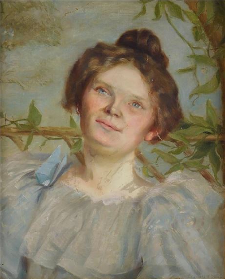 Elizabeth Brown | woman with blue eyes and hair in a bun depicted from ...