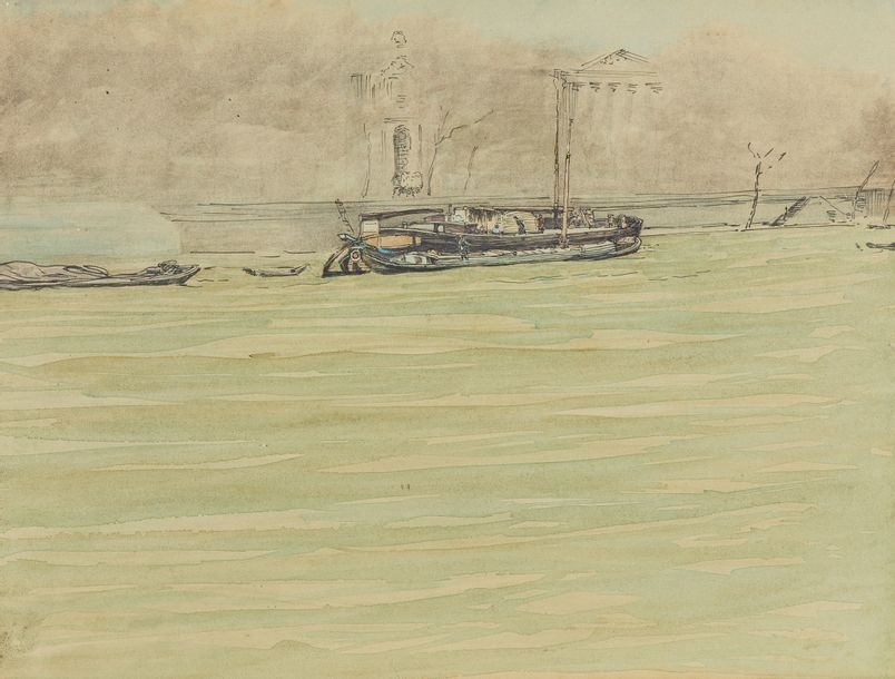 Charles Philippe Blache | Barge on the Seine | MutualArt