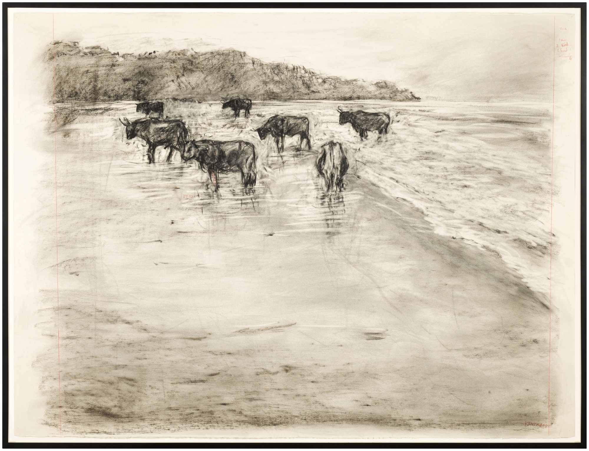 William Kentridge | Drawing from 'Tide Table' (Cattle in Ocean) (2003 ...