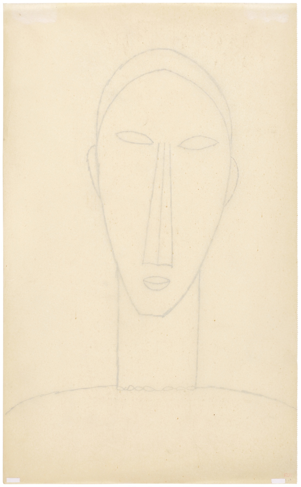 Amedeo Modigliani | Tête de face avec collier (1911 - 1914) | MutualArt