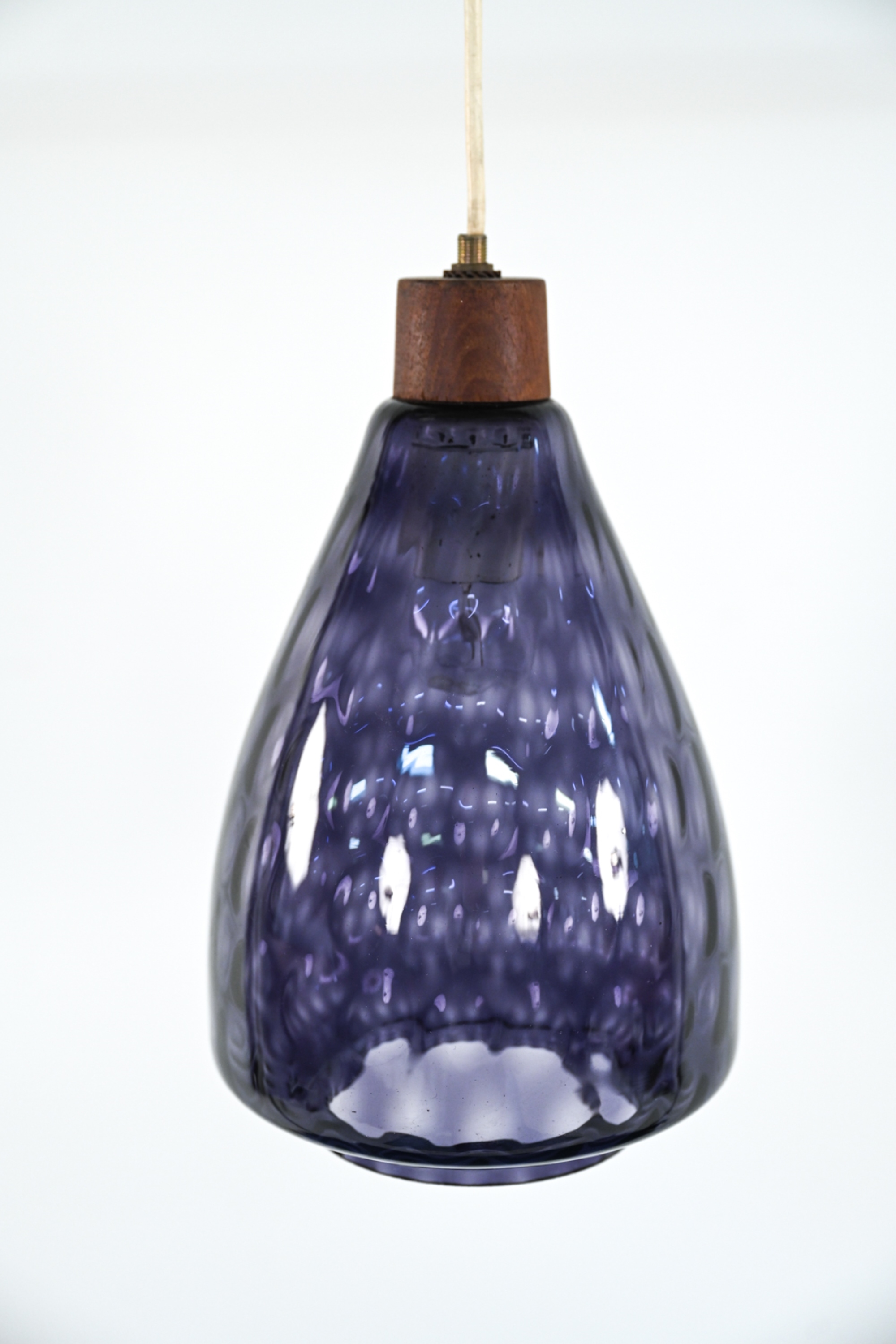 Jo Hammerborg | Mid-Century Modern hand-blown glass & teak hanging ...
