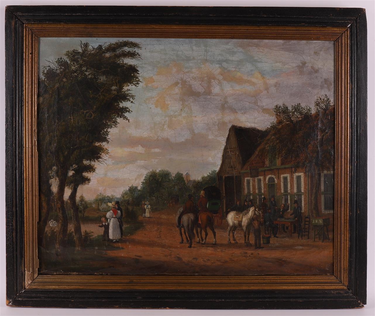 Derk Jacobs Postma | Company with carriages at an inn (1833) | MutualArt