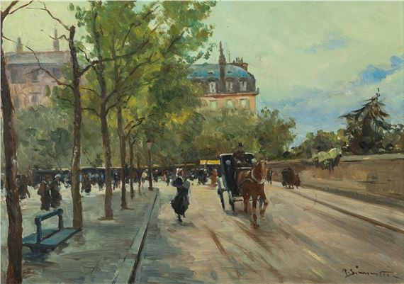 Attilio Simonetti | Strada cittadina con carrozze | MutualArt