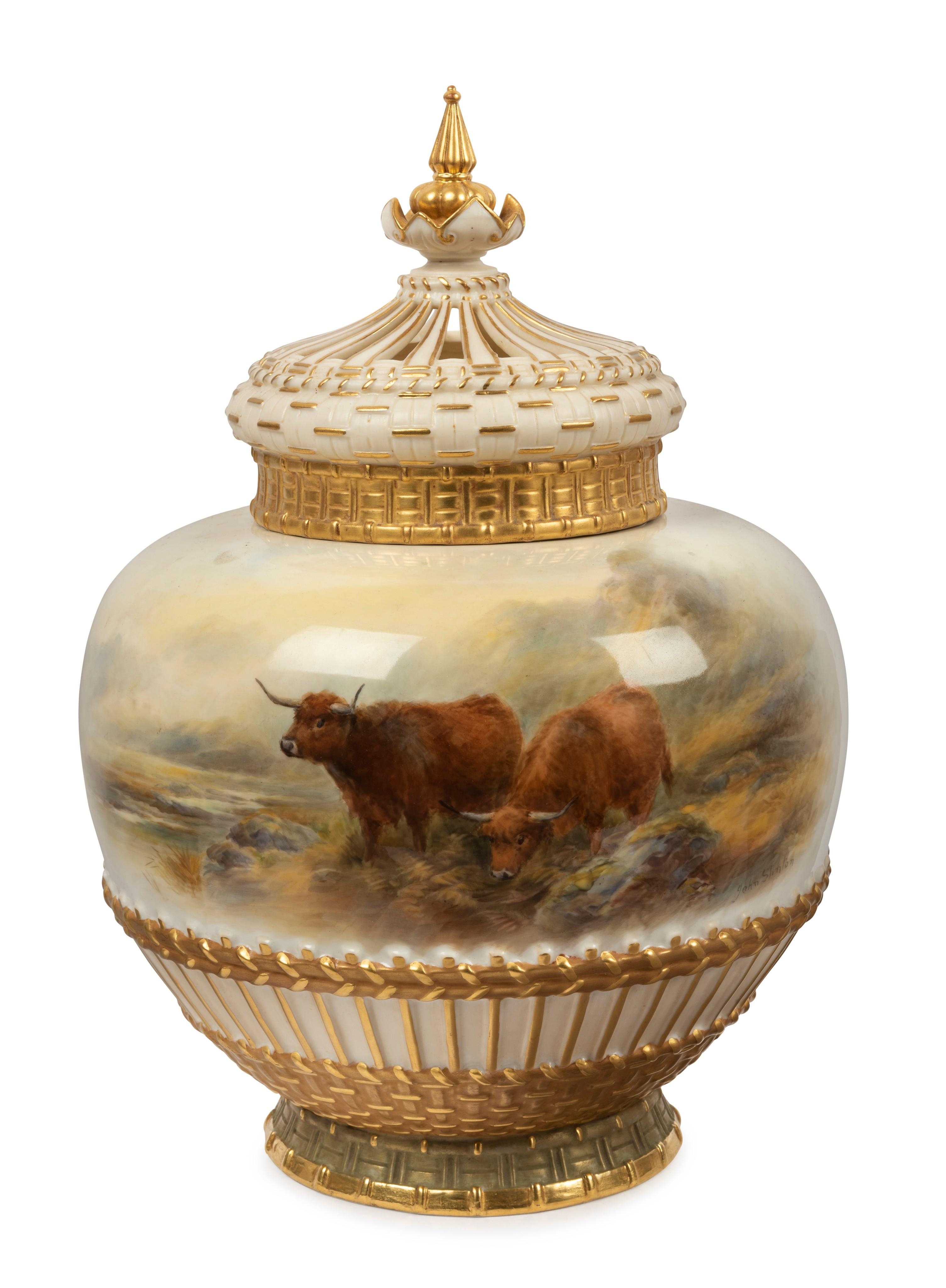 John Stinton | A Royal Worcester pot pourri jar by John Stinton (1915 ...