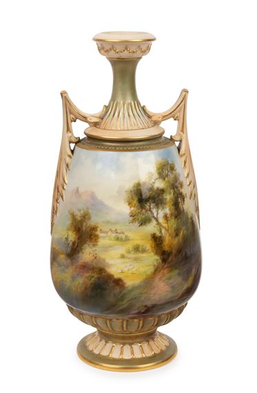 F. Roberts | A Royal Worcester two handle lamp base/vase by Frank ...