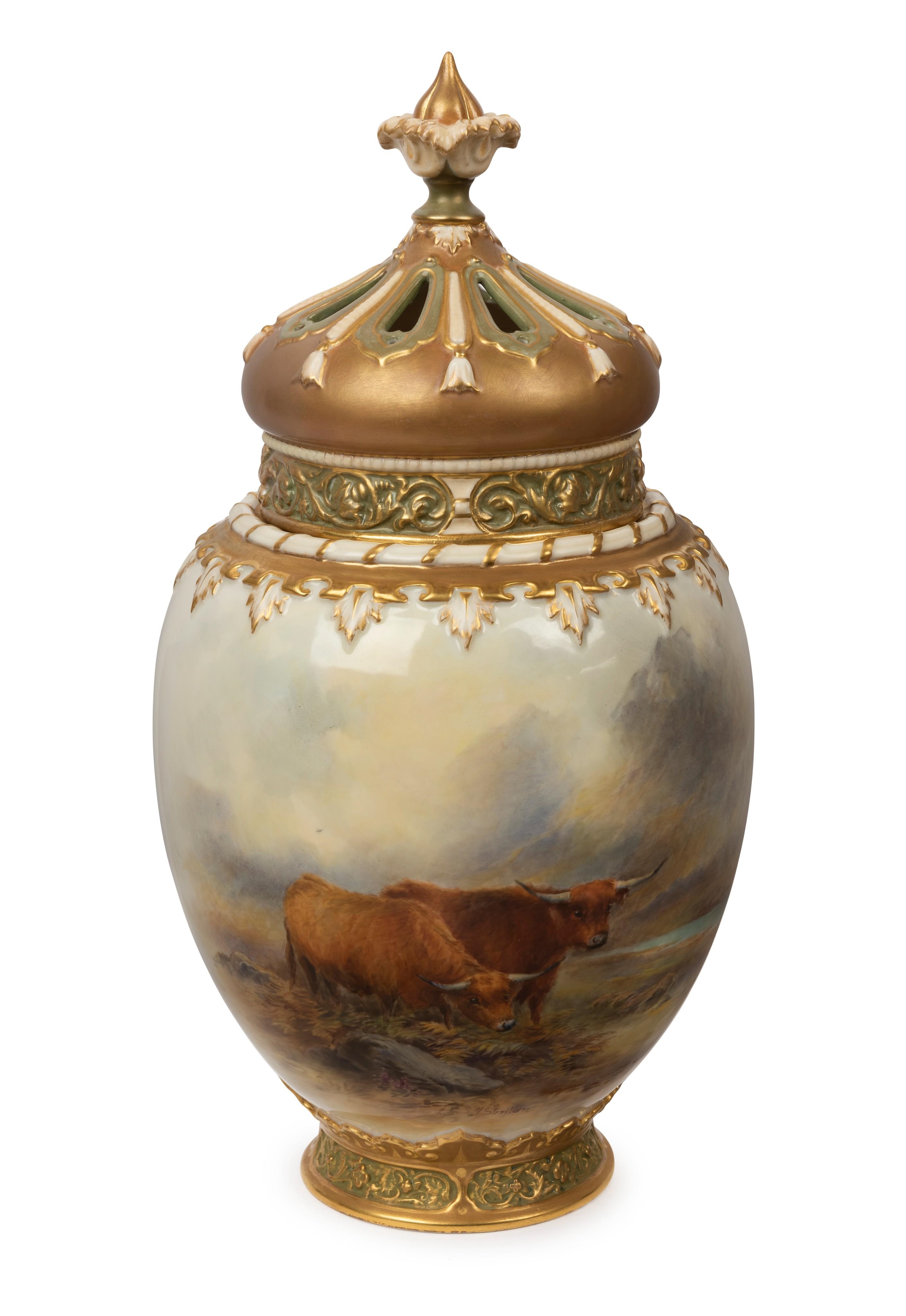 John Stinton | A Royal Worcester pot pourri jar by John Stinton (1917 ...