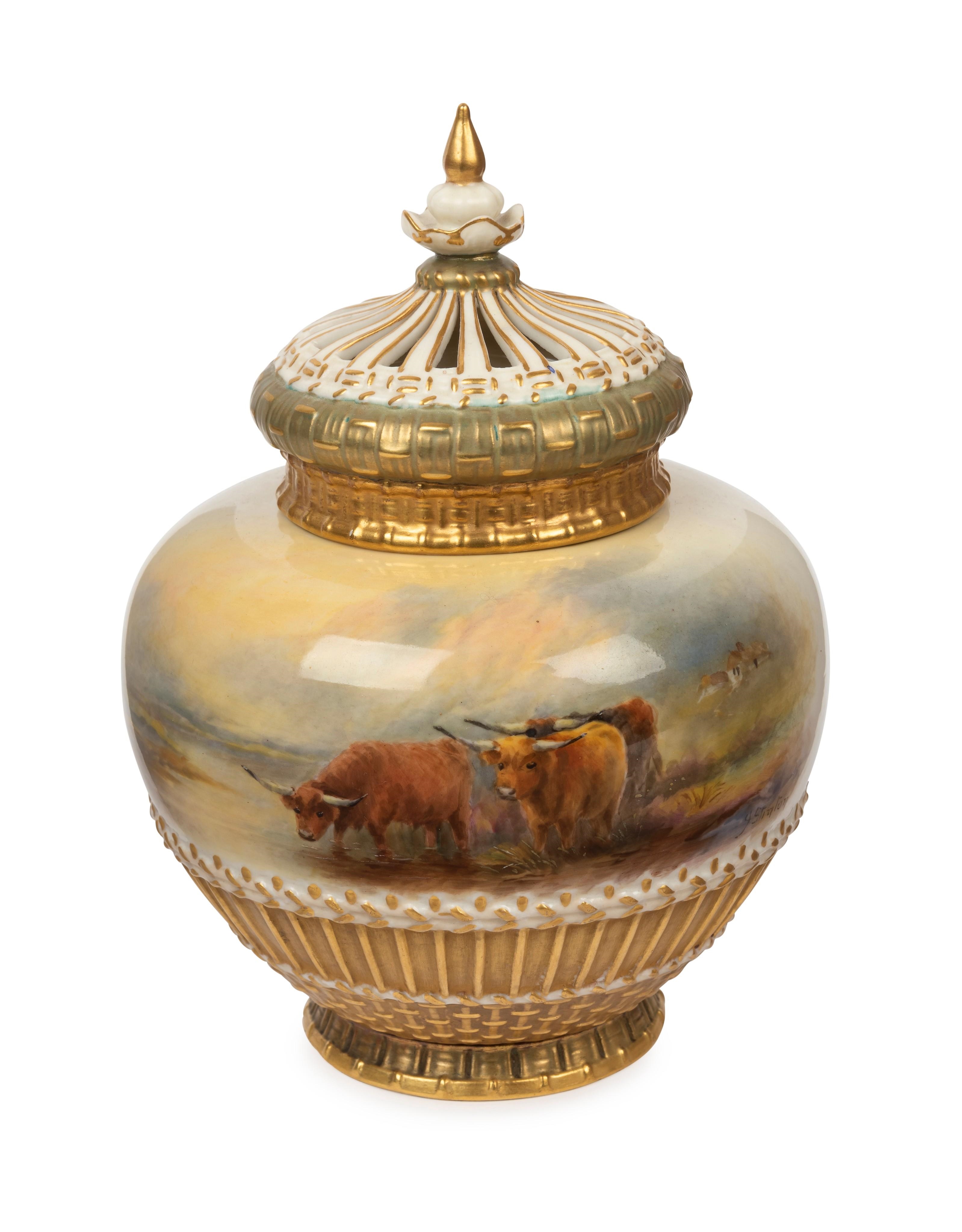 John Stinton | A Royal Worcester pot pourri jar by John Stinton (1925 ...