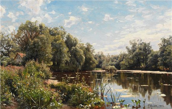Peder Mork Monsted | A pond in Summer (1906) | MutualArt