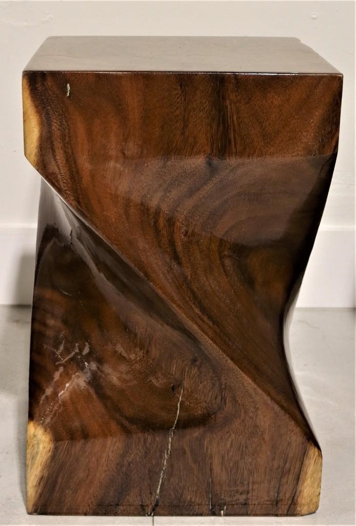 Franc Pala | Modern Carved Twisted Wood Stool Table | MutualArt