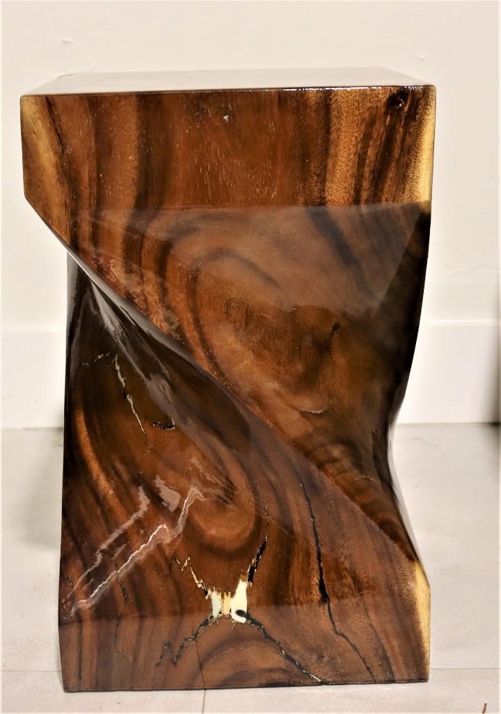 Franc Pala | Modern Carved Twisted Wood Stool Table | MutualArt