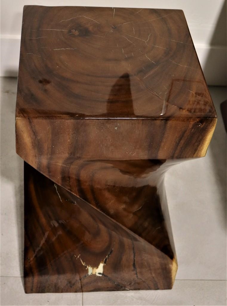 Franc Pala | Modern Carved Twisted Wood Stool Table | MutualArt